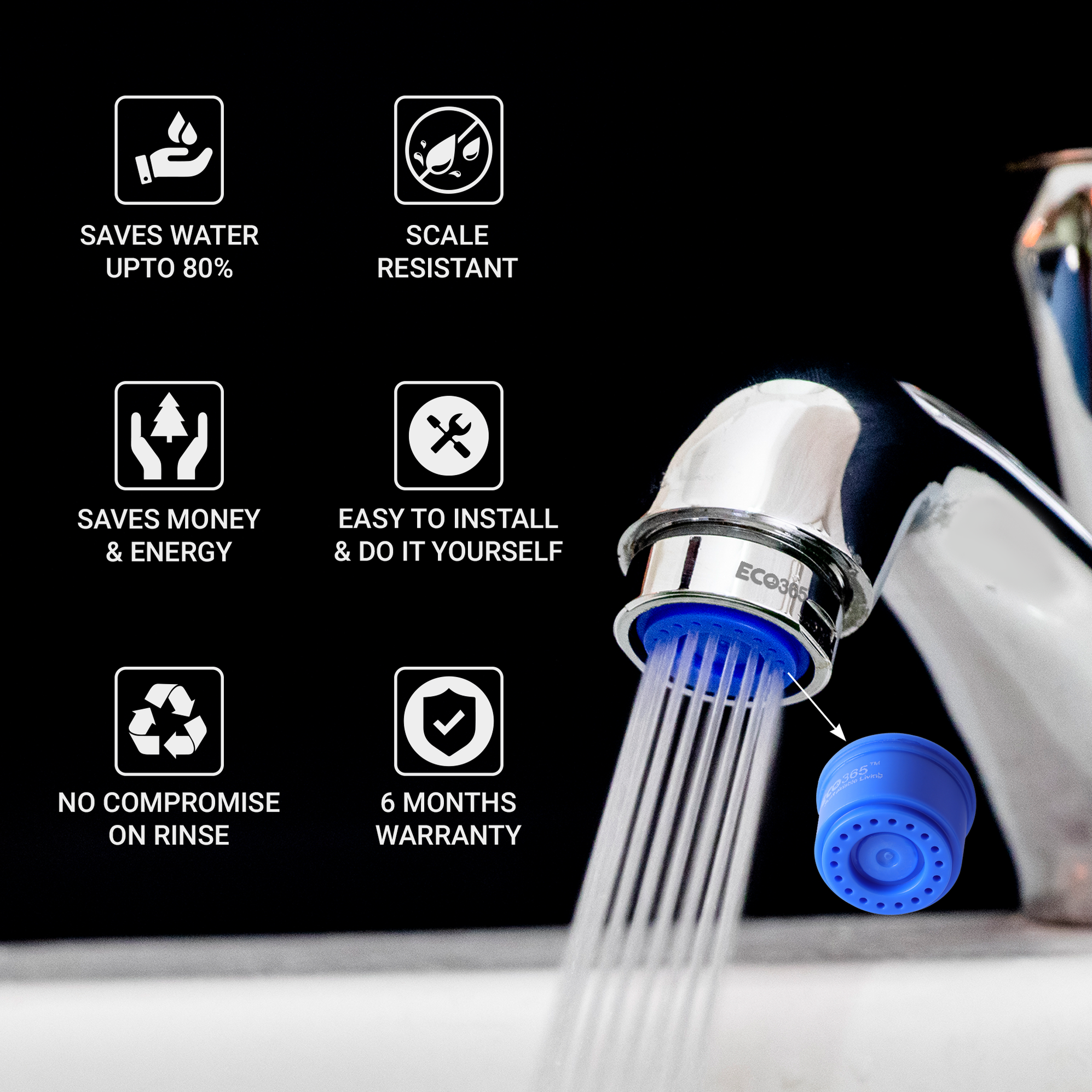 Water Saving Altered Shower Flow Nozzle- Aerators (Pack of 2) | Eco365 ...