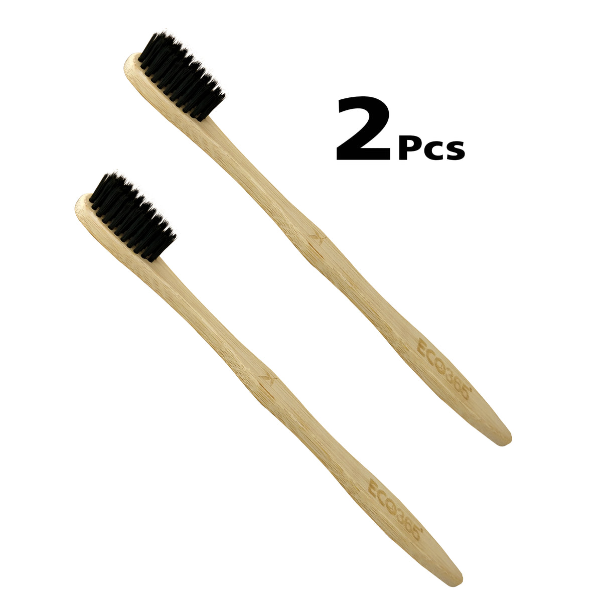 ECO365 Bamboo Toothbrush with Charcoal Bristles- Pack of 2
