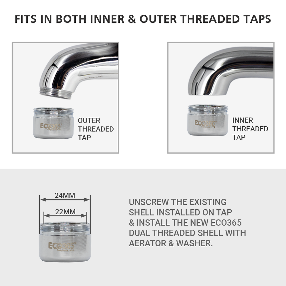 Water Saving Aerator with Dual Thread | Eco365 — ECO365